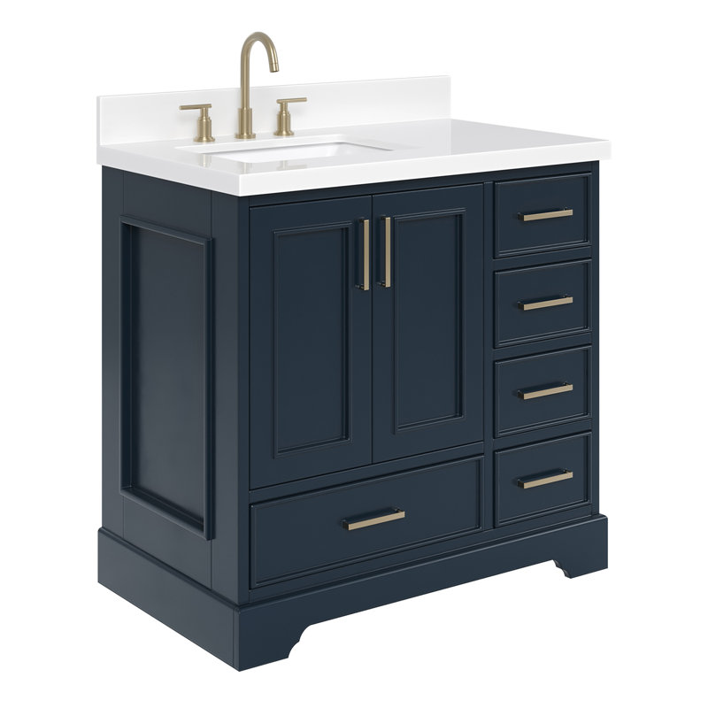 Winston Porter Peighten 37 Single Bathroom Vanity With White Quartz